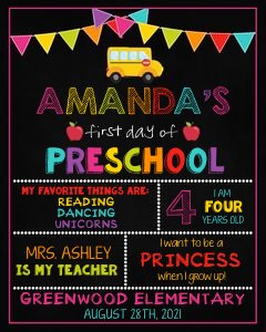 Editable First Day of Preschool Sign Personalized First Day of School ...