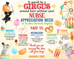 Nurse appreciation calendar, itinerary of events, CNA Week, Emergency ...