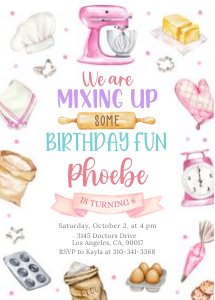 EDITABLE Baking Birthday Invitation, Kitchen Party Invite Template ...