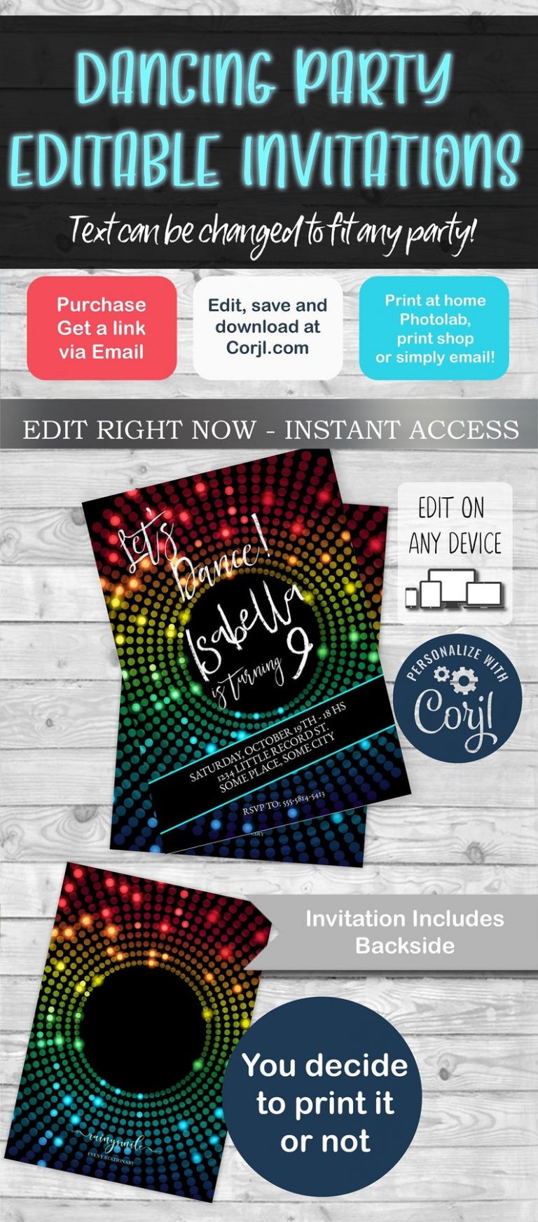 Dance Party Invitations Templates | Corjl