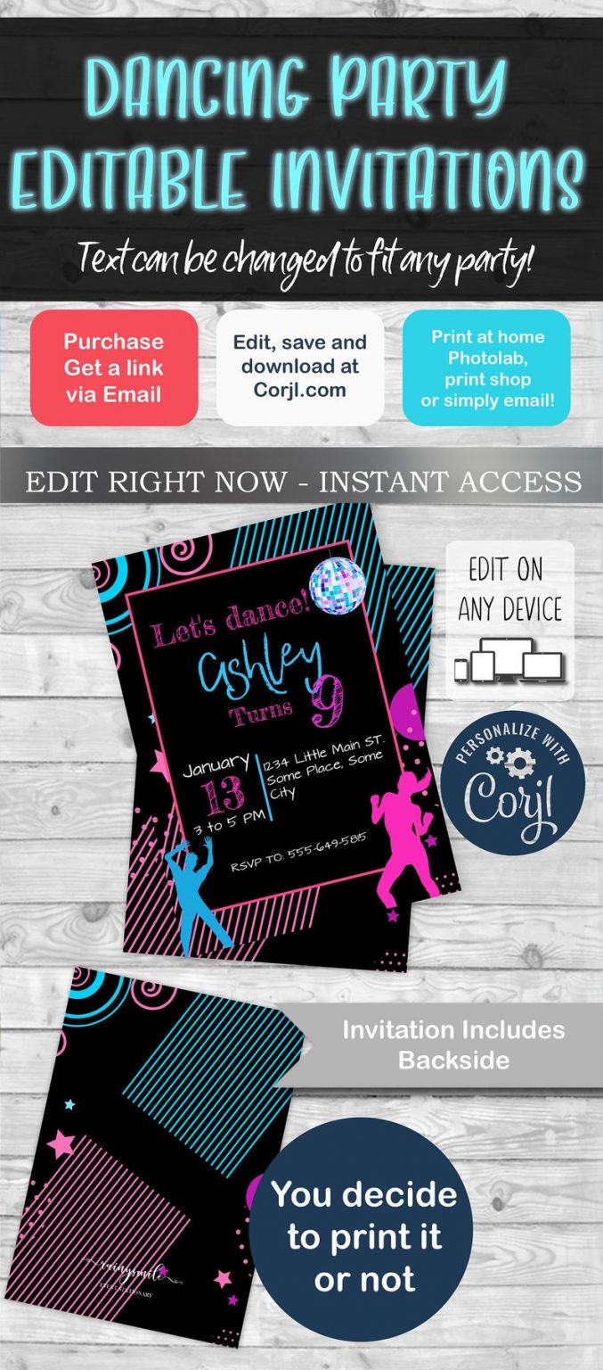 Dance Party Invitations Templates | Corjl
