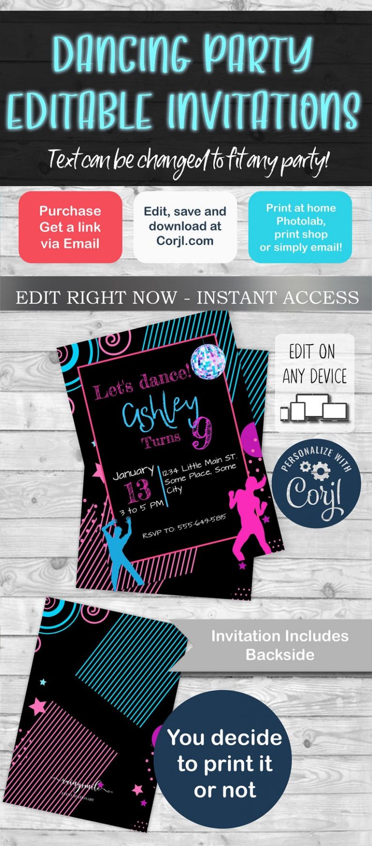 Dance Party Invitations Templates | Corjl
