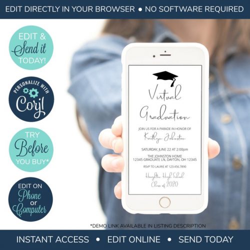 virtual graduation invitation Templates | Corjl